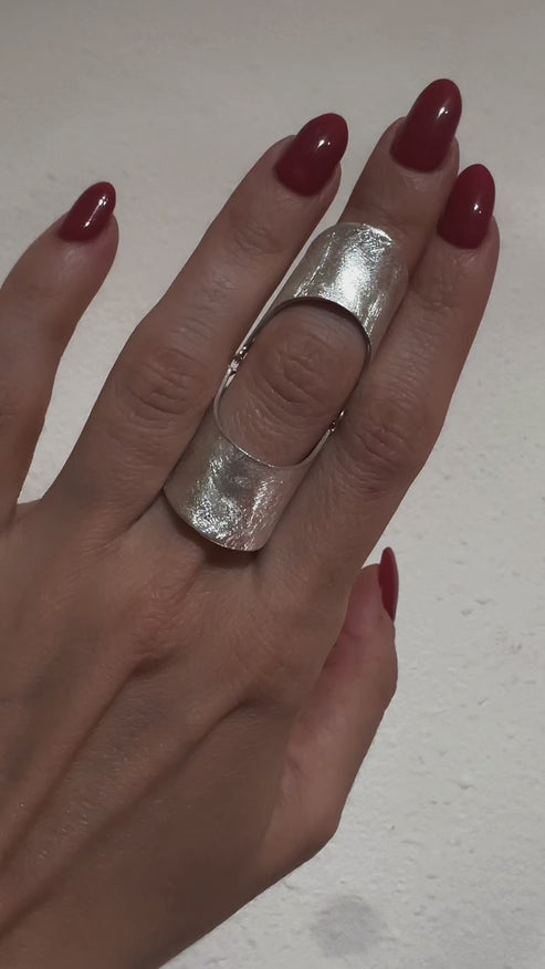 Sterling silver full finger ring "Silk"